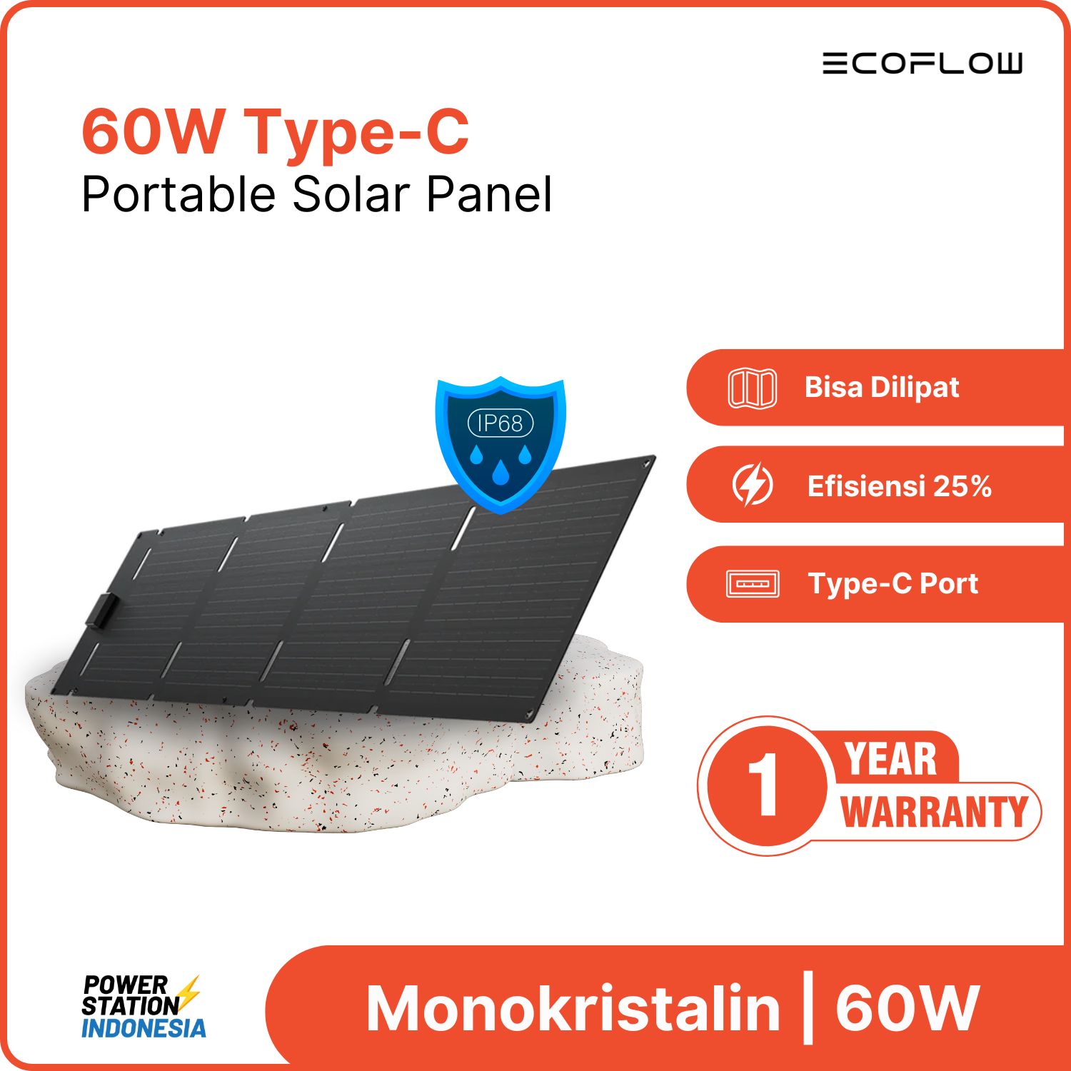 ECOFLOW 60W Portable Solar Panel (Type-C)