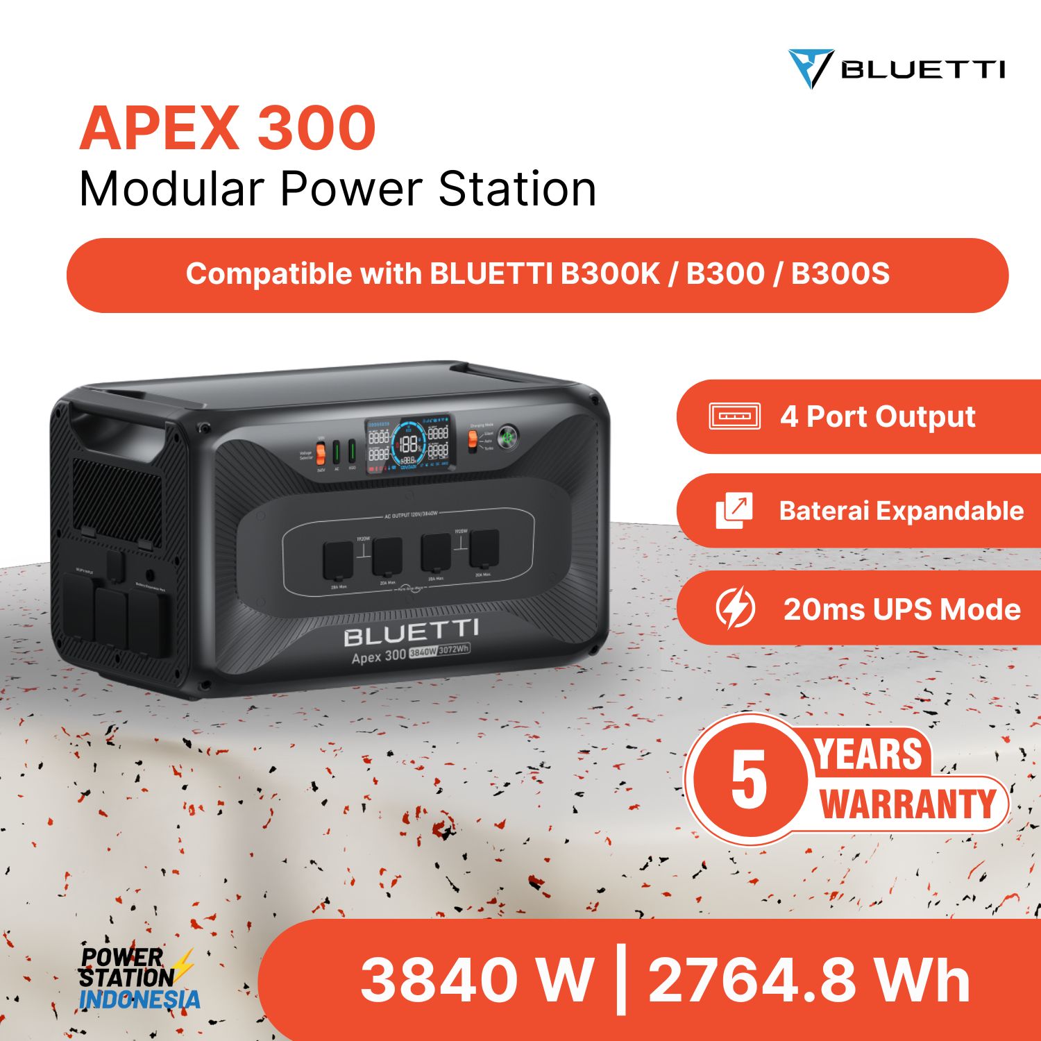 Bluetti Apex 300 Modular Power Station | 3840W 2764,8Wh